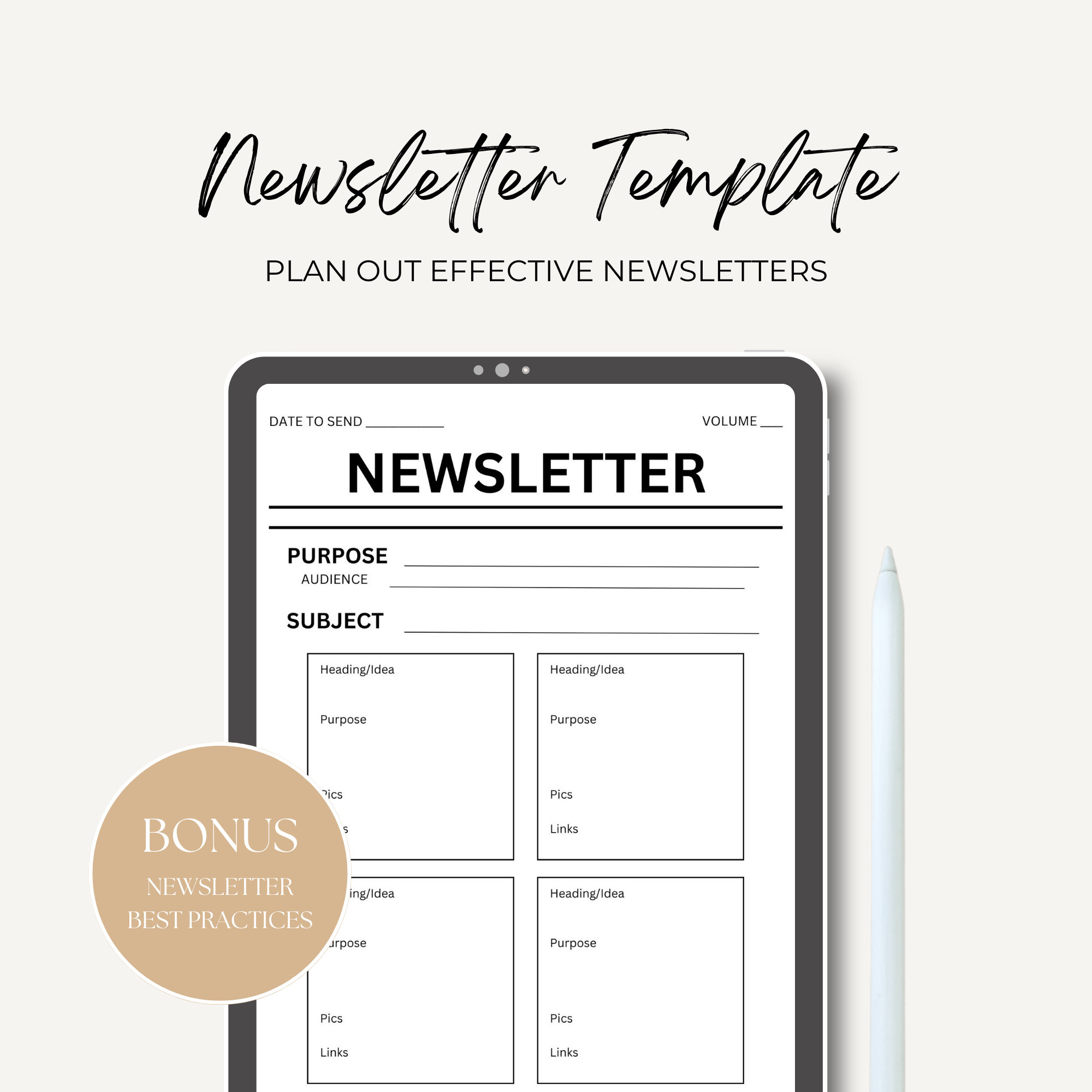 PRINTABLE PDF Newsletter Template Download | Newsletter Planning ...