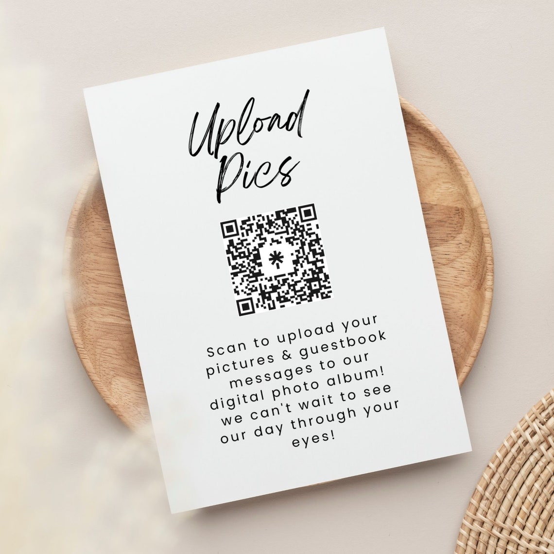Upload Pics Wedding QR Code Card, Wedding Photo Card, QR Code Wedding ...