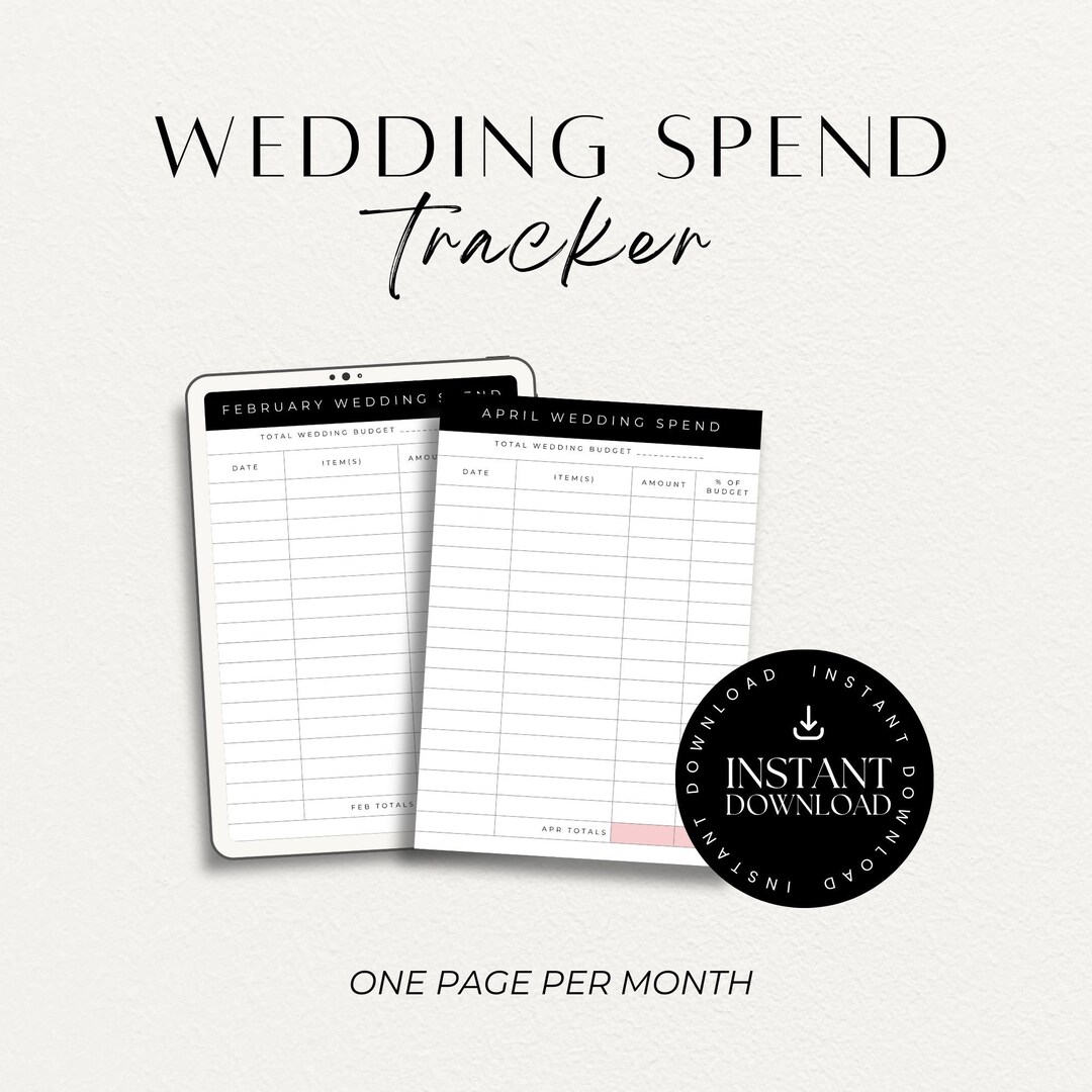 PRINTABLE Wedding Spend Tracker, Instant Download PDF, Track Your ...