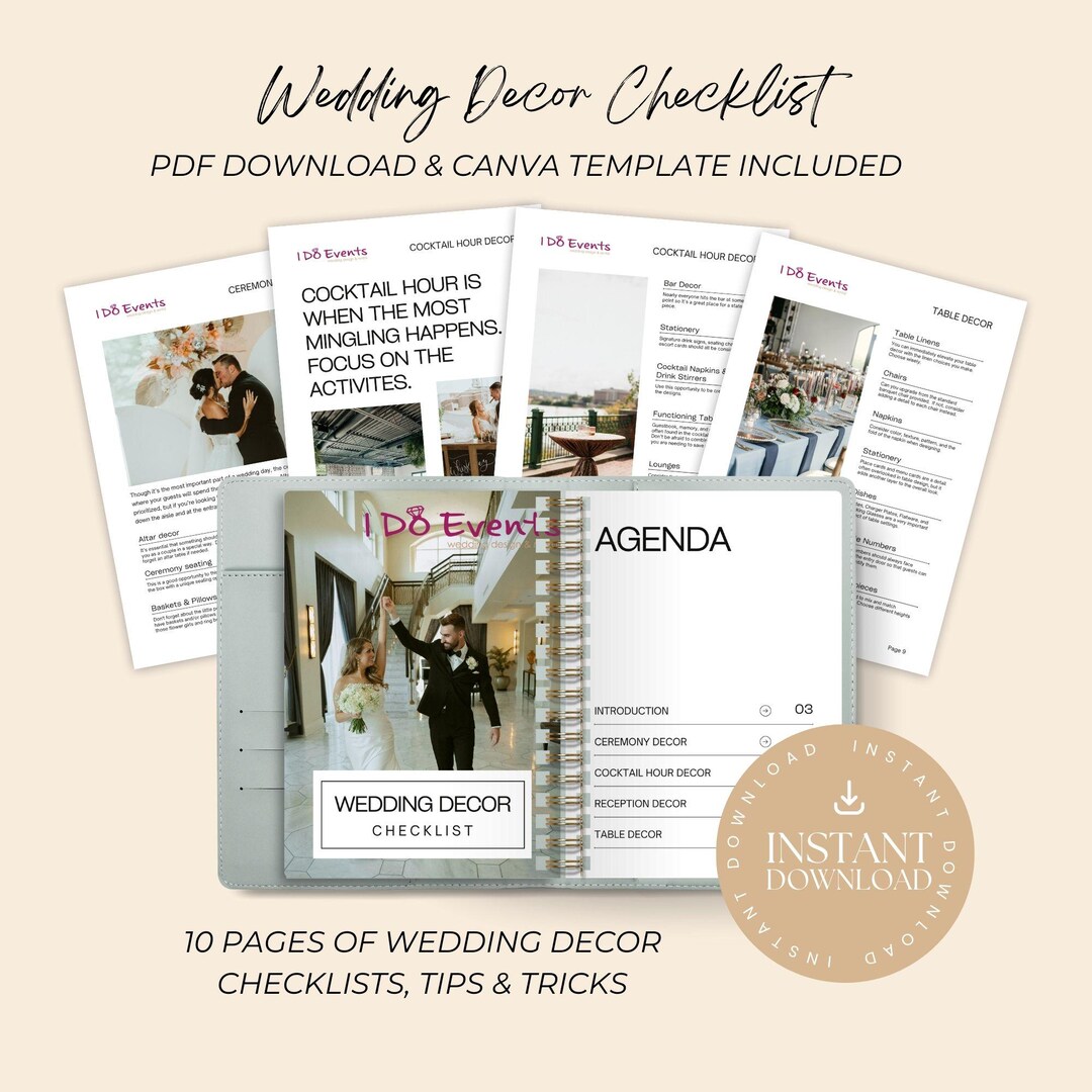 Wedding Decor Checklist | Ceremony Decor Checklist | Reception Decor ...