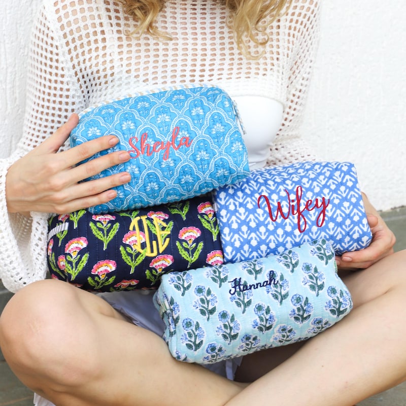 Green Block Print Pouch - Etsy