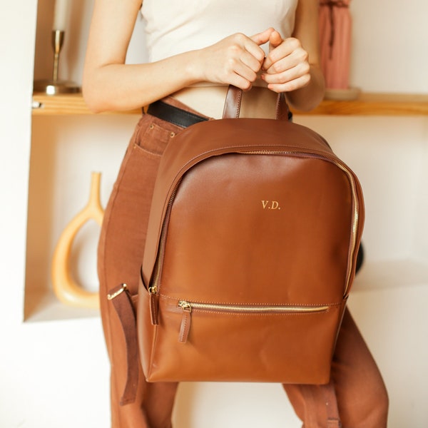 Leather Laptop Backpack Women - Etsy