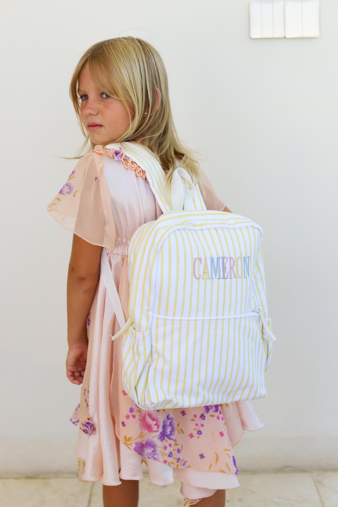 Personalized Kids Backpack Monogrammed Backpack | Canvas Stripe Bag ...