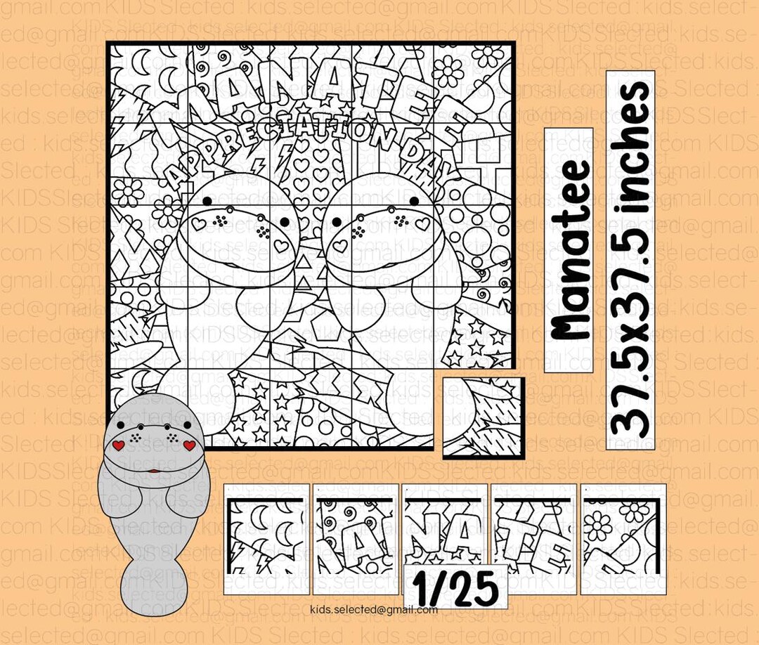 Manatee Bulletin Board March Collaborative Poster Pop Art Coloring ...