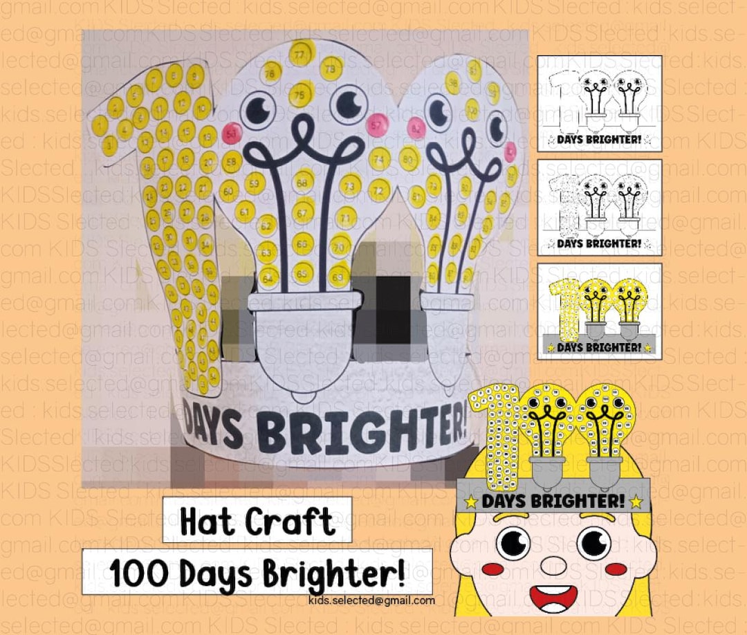 100th Day of School Hat Craft 100 Days Brighter! Crown Bulb Headband ...