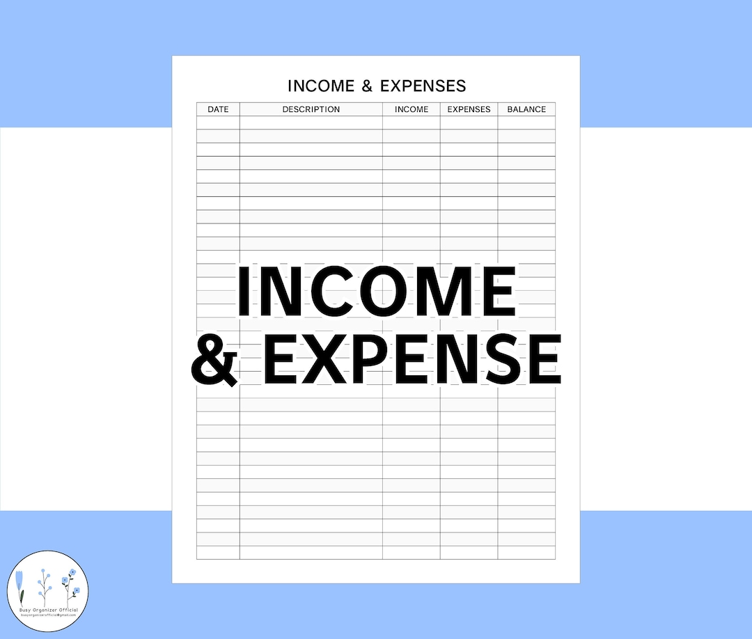 Income and Expense Tracker Printable PDF Digital Instant Download ...