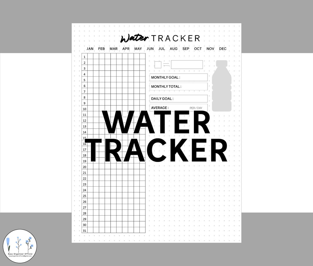 Monthly Water Tracker Printable Monthly 30 Days Hydration Challenge ...
