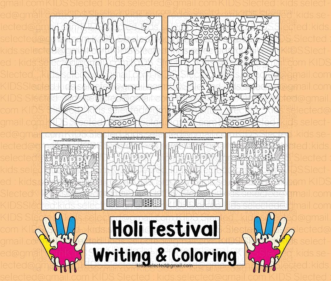 Holi Festival Coloring Pages Pop Art Activities Bulletin Board ...