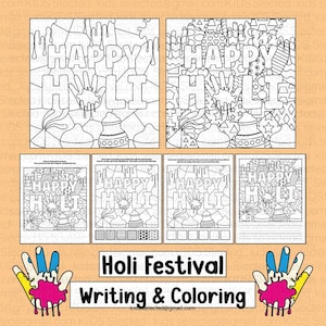 Holi Festival Coloring Pages Pop Art Activities Bulletin Board ...