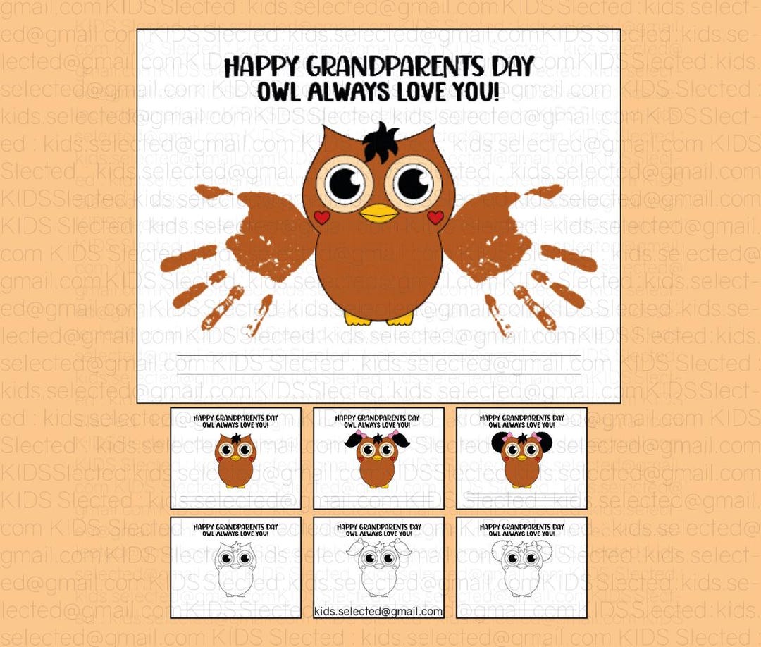 Grandparents Day Craft Handprint Owl Cards Art Keepsake Poem Writing ...