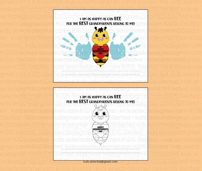 Grandparents Day Craft Handprint Bee Cards Art Keepsake Poem Writing ...