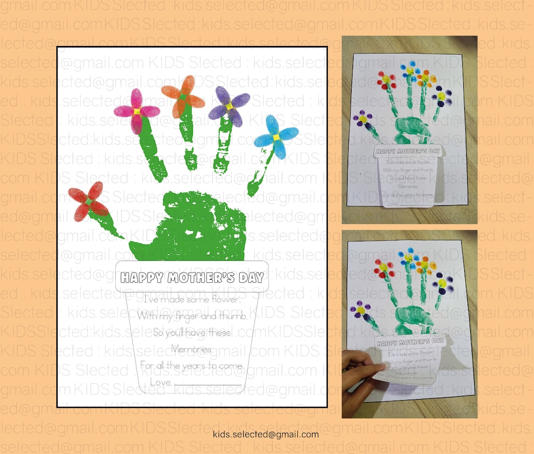 Mothers Day Handprint Gift Flower Pot Craft Card Keepsake From Daughter ...