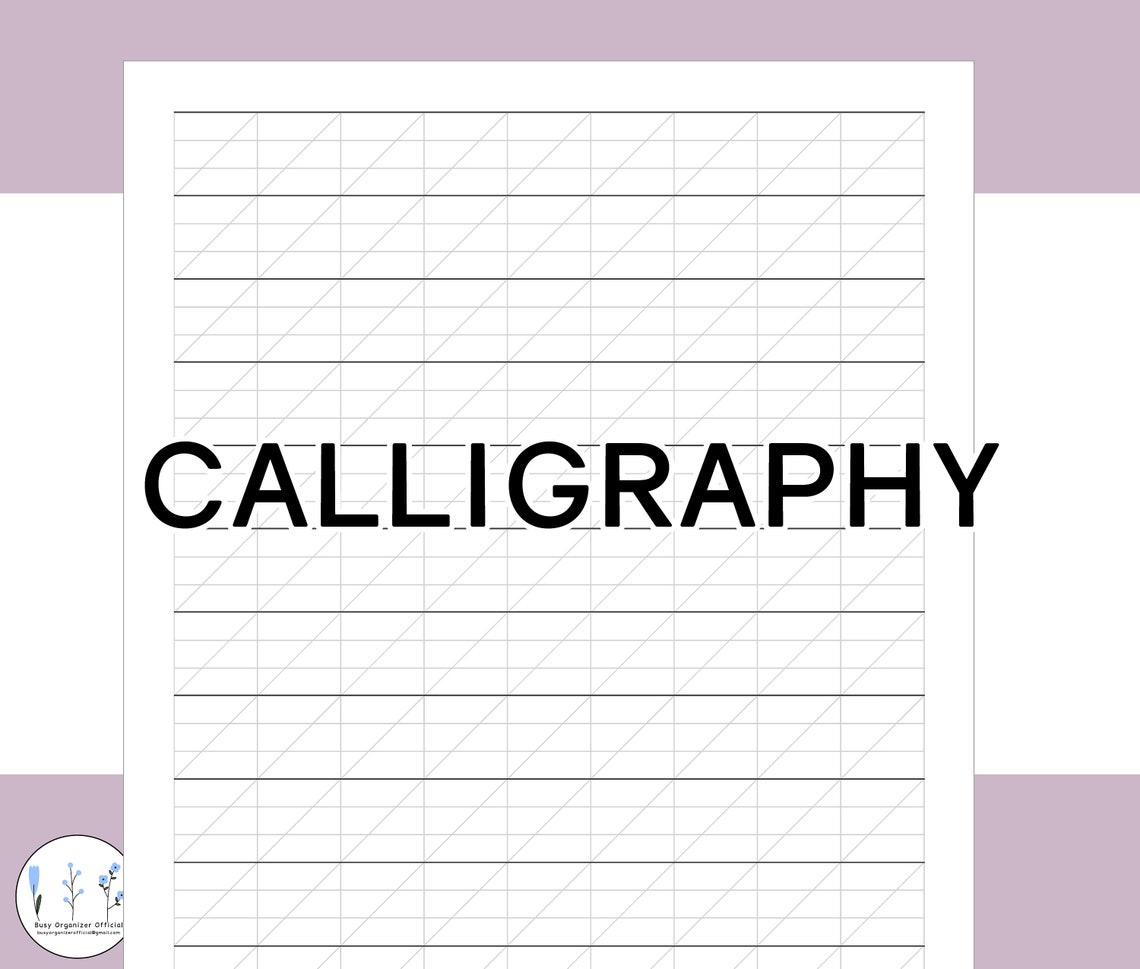 Calligraphy Paper Printable PDF Digital Instant Download Slanted Angle ...