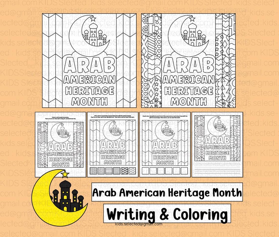 Arab American Heritage Month Coloring Pages Pop Art Activities Bulletin ...