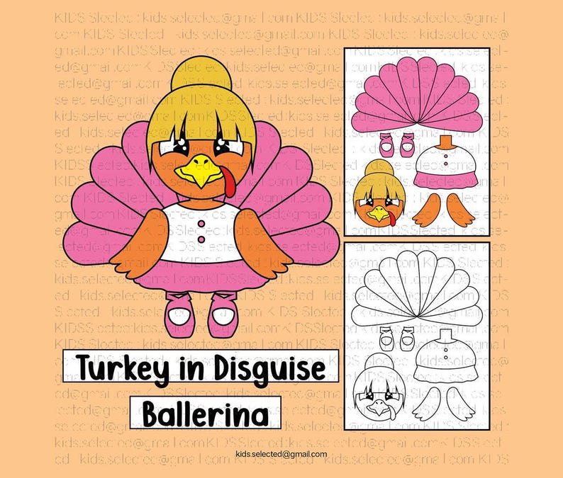 Turkey in Disguise Ballerina Template Dress up Craft Cut and Paste ...