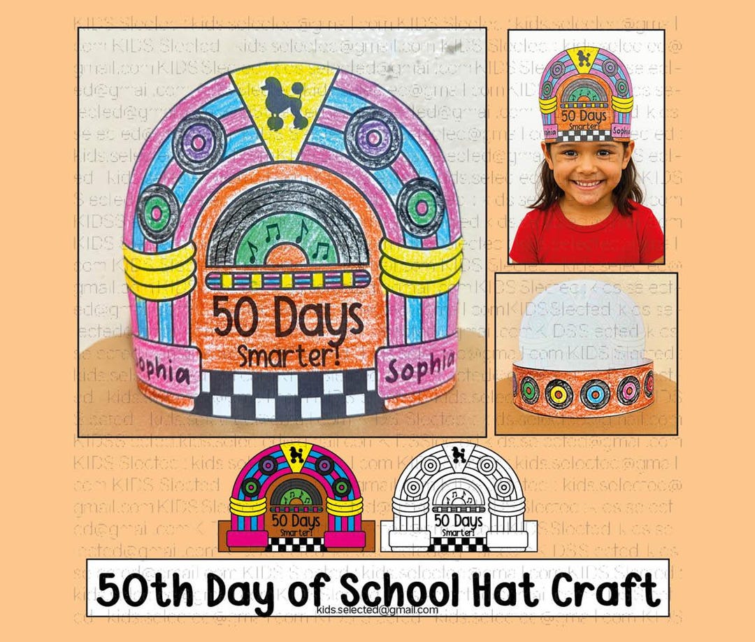 50th Day of School Crown Printable 50 Days Smarter Hat Craft Music ...
