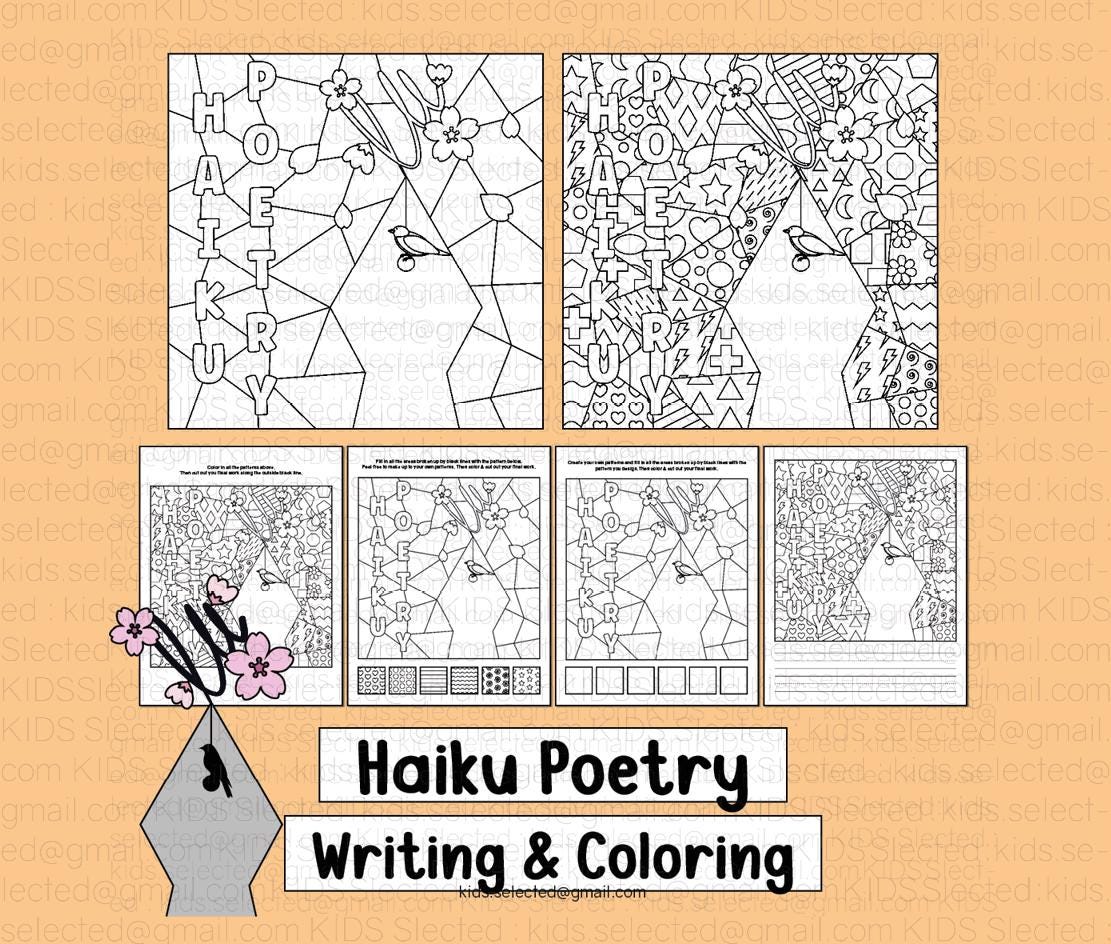 Haiku Poetry Coloring Pages Pop Art Japanese Poem Writing Activities ...