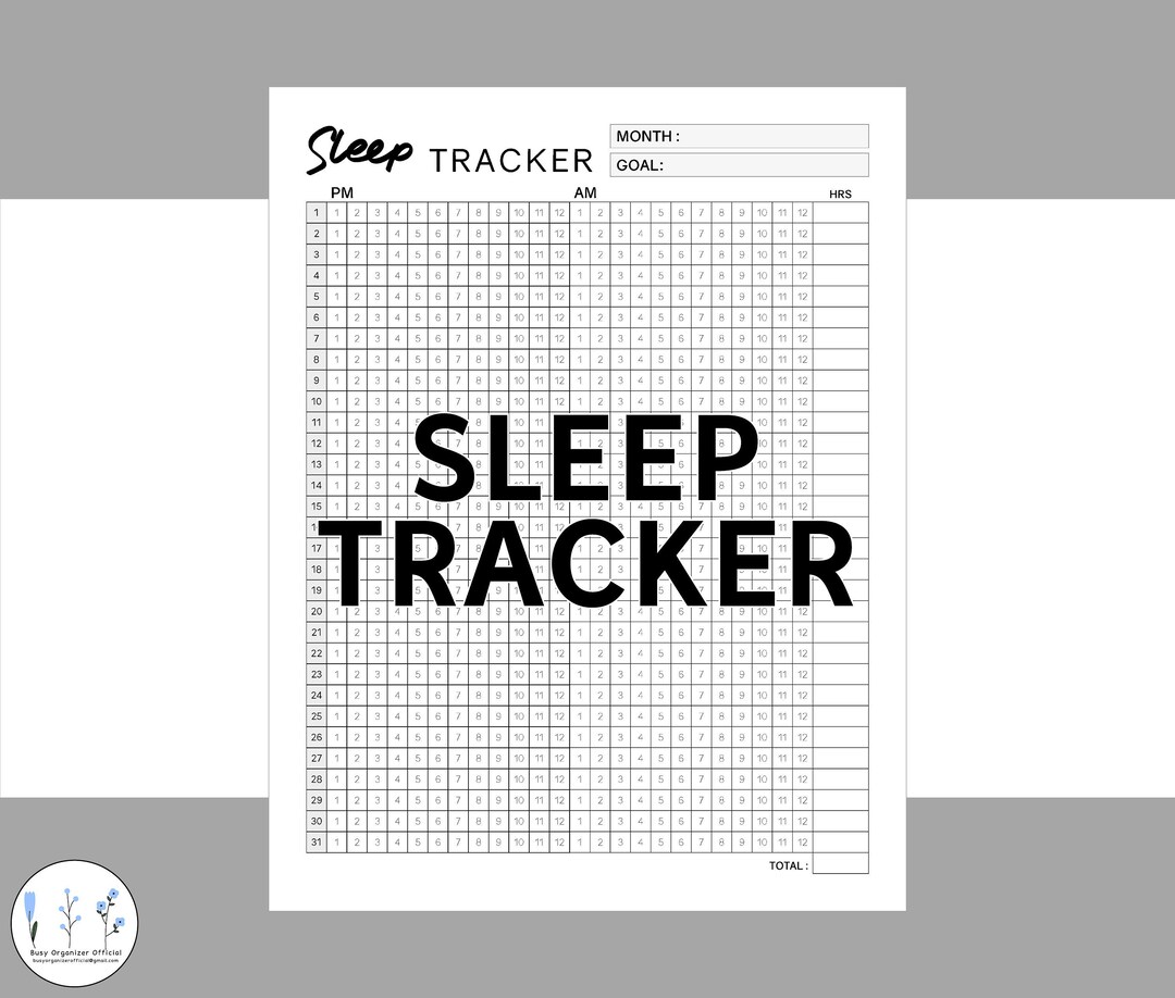 Monthly Sleep Tracker Printable Daily Time Tracking Health Planner ...
