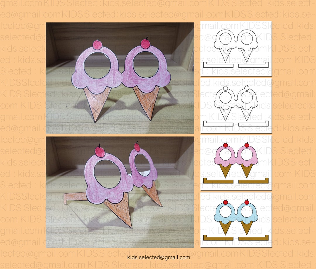 Summer Craft Ice Cream Sunglasses Paper Coloring Pages End of the Year ...