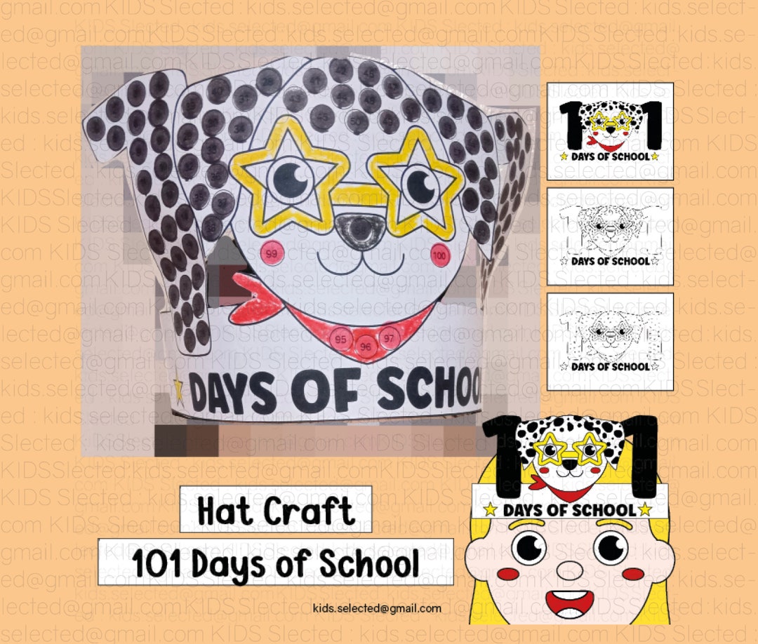 100th Day of School Hat Craft Dalmatian Headband Crown Template for ...