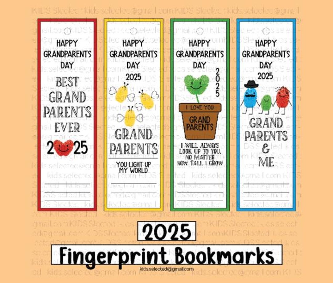 Grandparents Day Craft Fingerprint Bookmarks Art Keepsake Writing ...