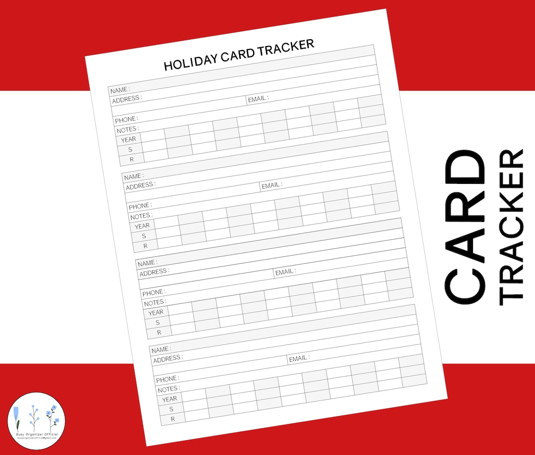 10 Years Holiday Card Tracker Template Printable PDF Digital Instant ...