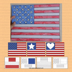4th of July Bulletin Board American Flag Craft USA Patriotic Coloring ...