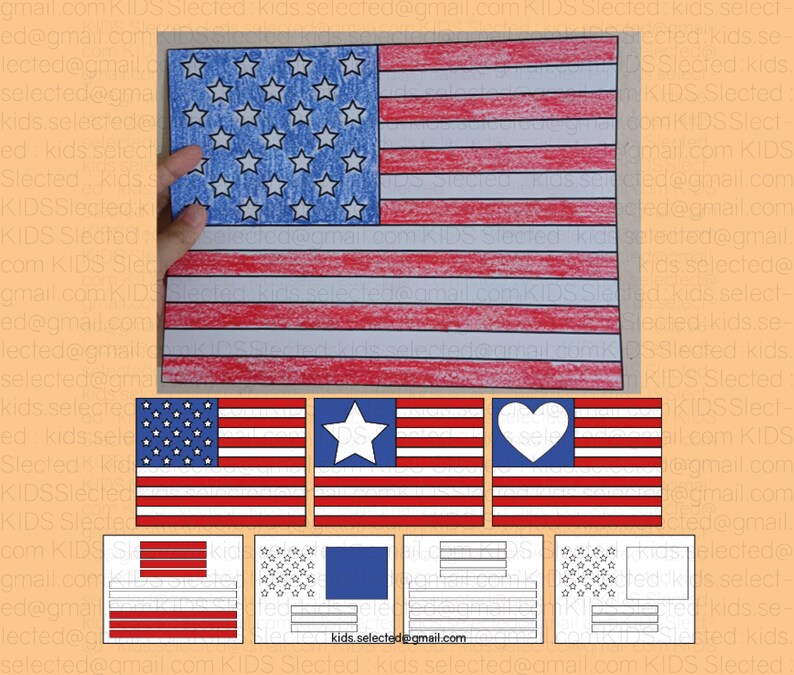 4th of July Bulletin Board American Flag Craft USA Patriotic Coloring ...