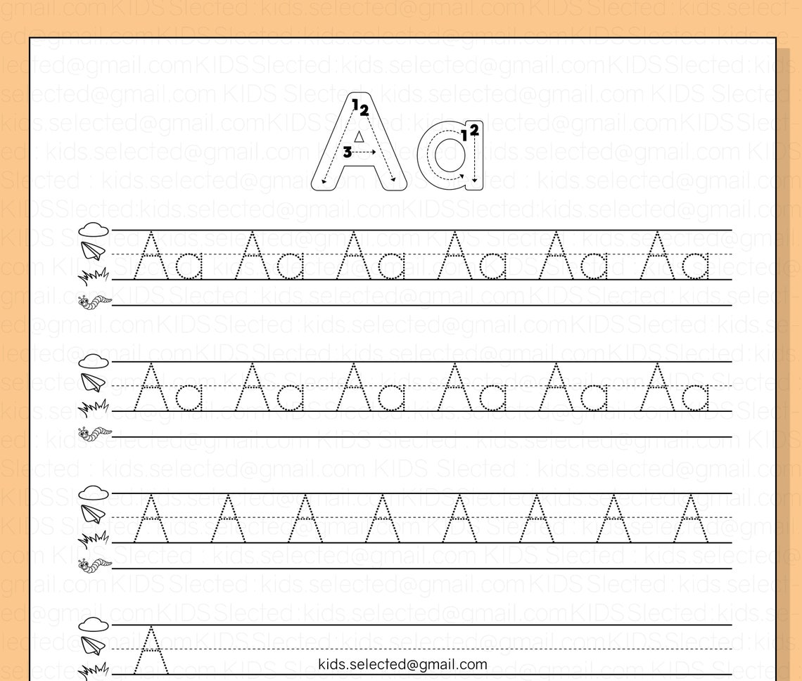 Alphabet Tracing Worksheets Printable Letter ABC Handwriting Practice ...