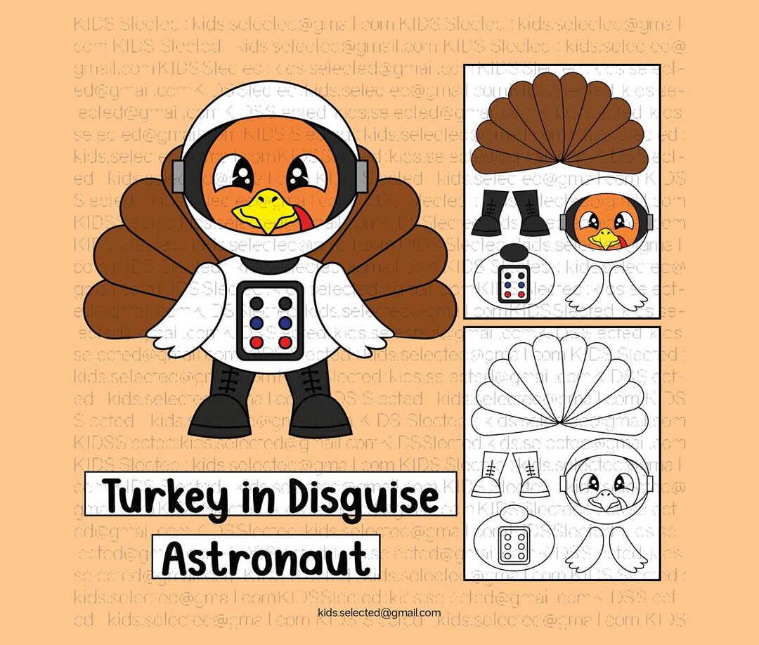 Turkey in Disguise Astronaut Craft Cut and Paste Printable - Etsy