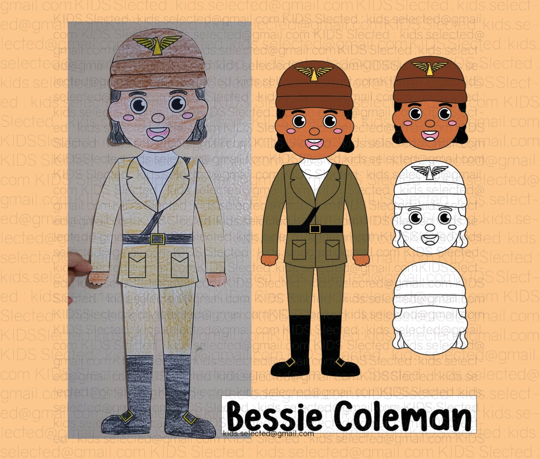 Black History Month Bulletin Board Bessie Coleman Craft Coloring Pages ...