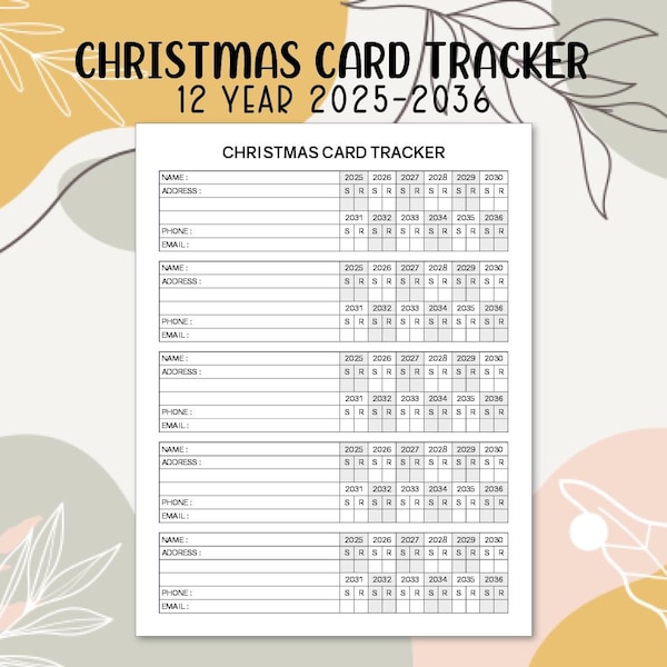 Christmas Card Tracker 2025 - Etsy
