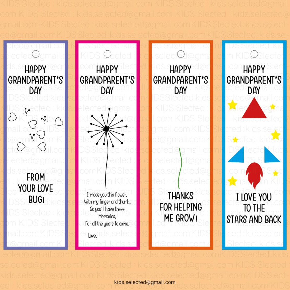 Grandparents Day Craft Fingerprint Bookmarks Art Keepsake Writing ...