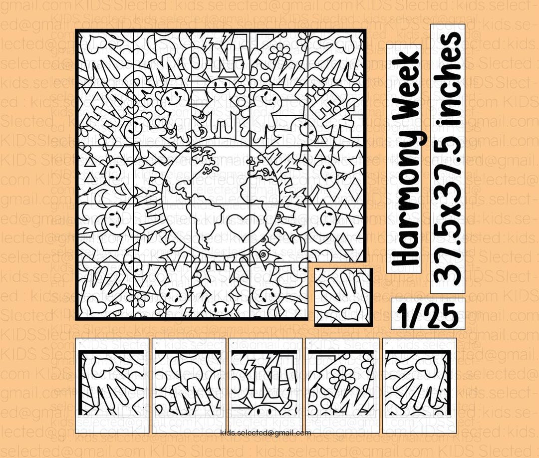 Harmony Week Bulletin Board Collaborative Poster Pop Art Coloring Pages ...