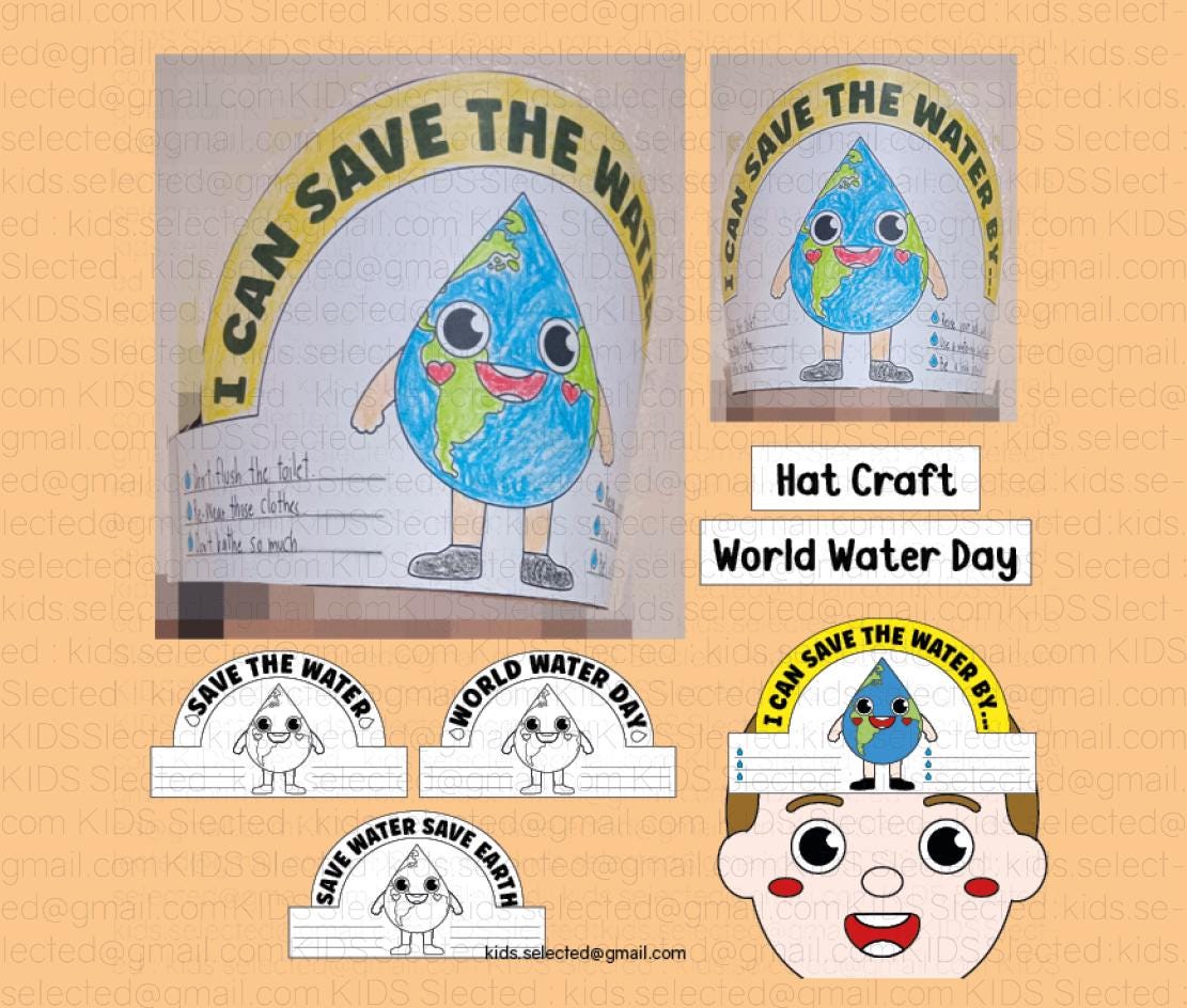 World Water Day Crown Save the Water Hat Craft Headband Template ...