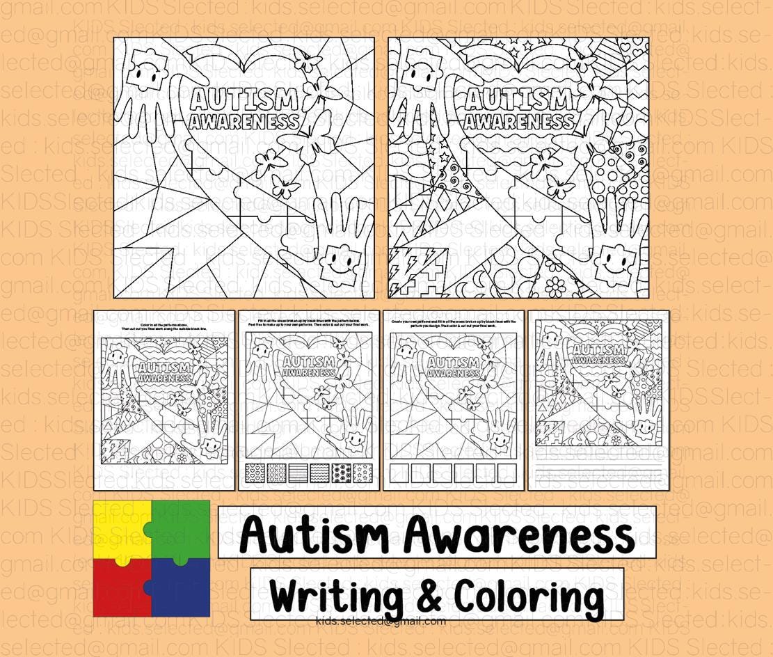Autism Awareness Coloring Pages Pop Art Activities Bulletin Board ...