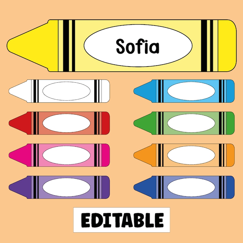 Crayon Name Tags - Etsy