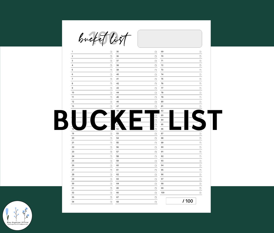 100 Life Bucket List Printable Template Check List Pdf Digital Instant ...