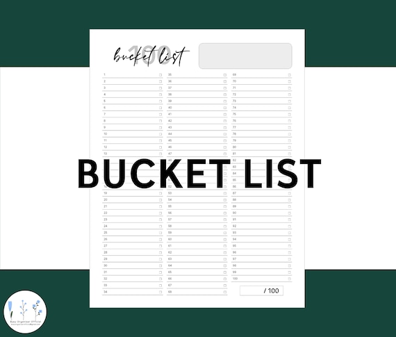 100 Life Bucket List Printable Template Check List Pdf Digital | Etsy UK