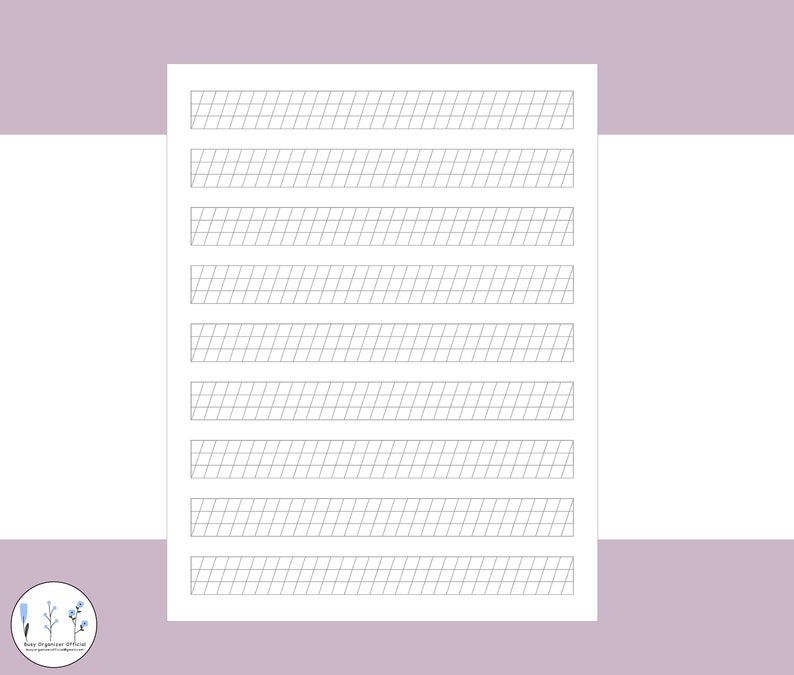 Blank Calligraphy Penmanship Handwriting Practice Sheets Printable PDF ...