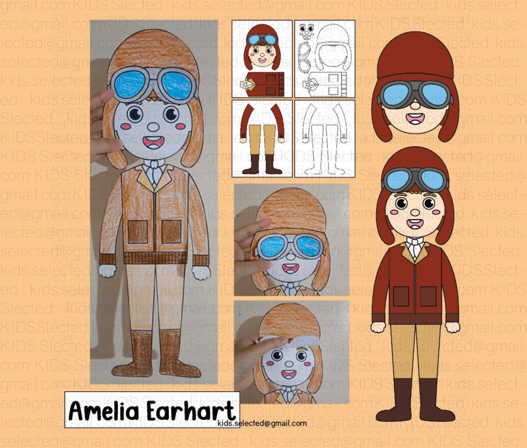 Women's History Month Bulletin Board Amelia Earhart Craft Cut and Paste ...