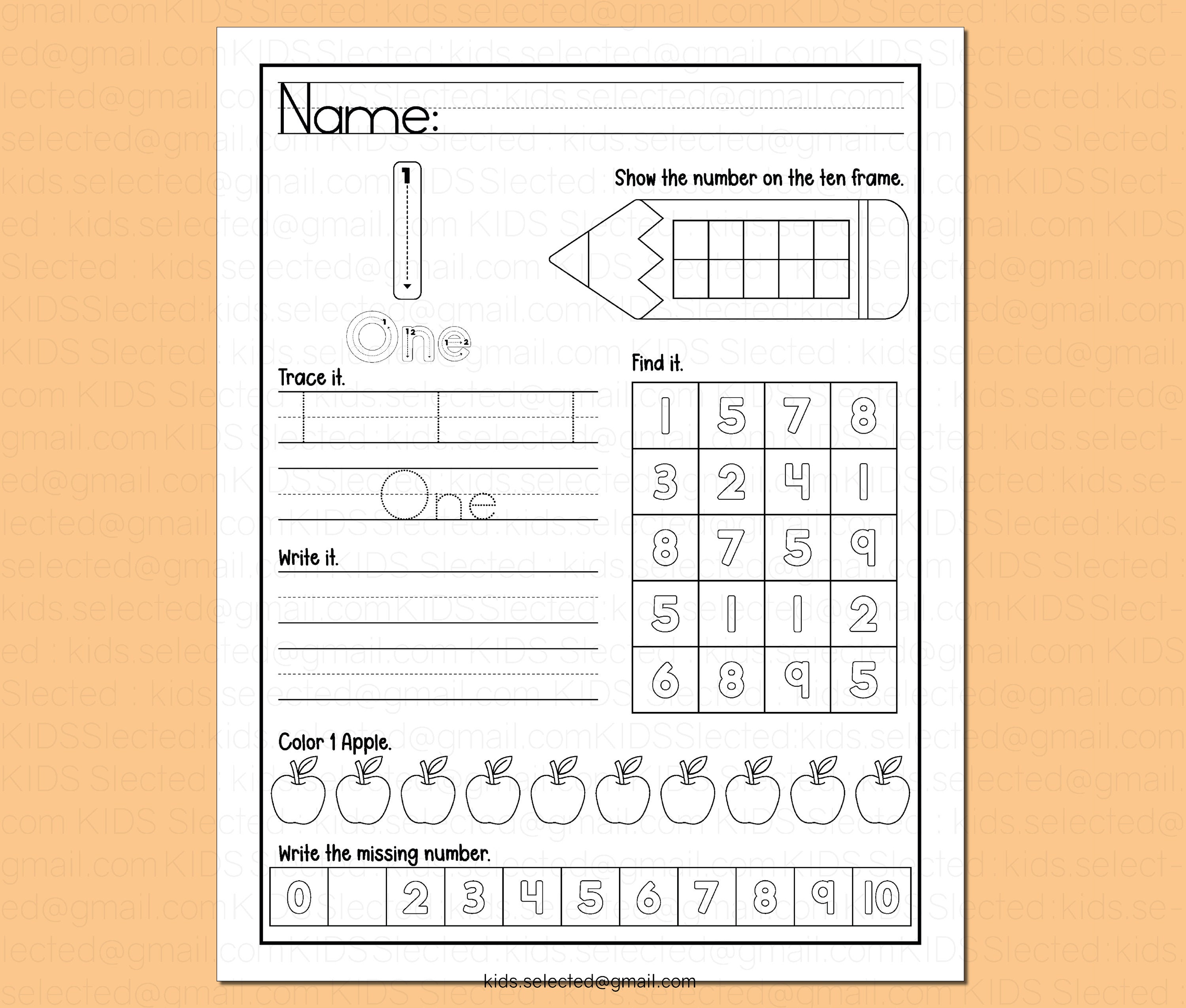 Number Tracing Worksheets Printable Math Numbers 0-10 Ten Frame ...