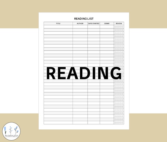 Reading List Tracker Printable Books to Read Review Log | Etsy