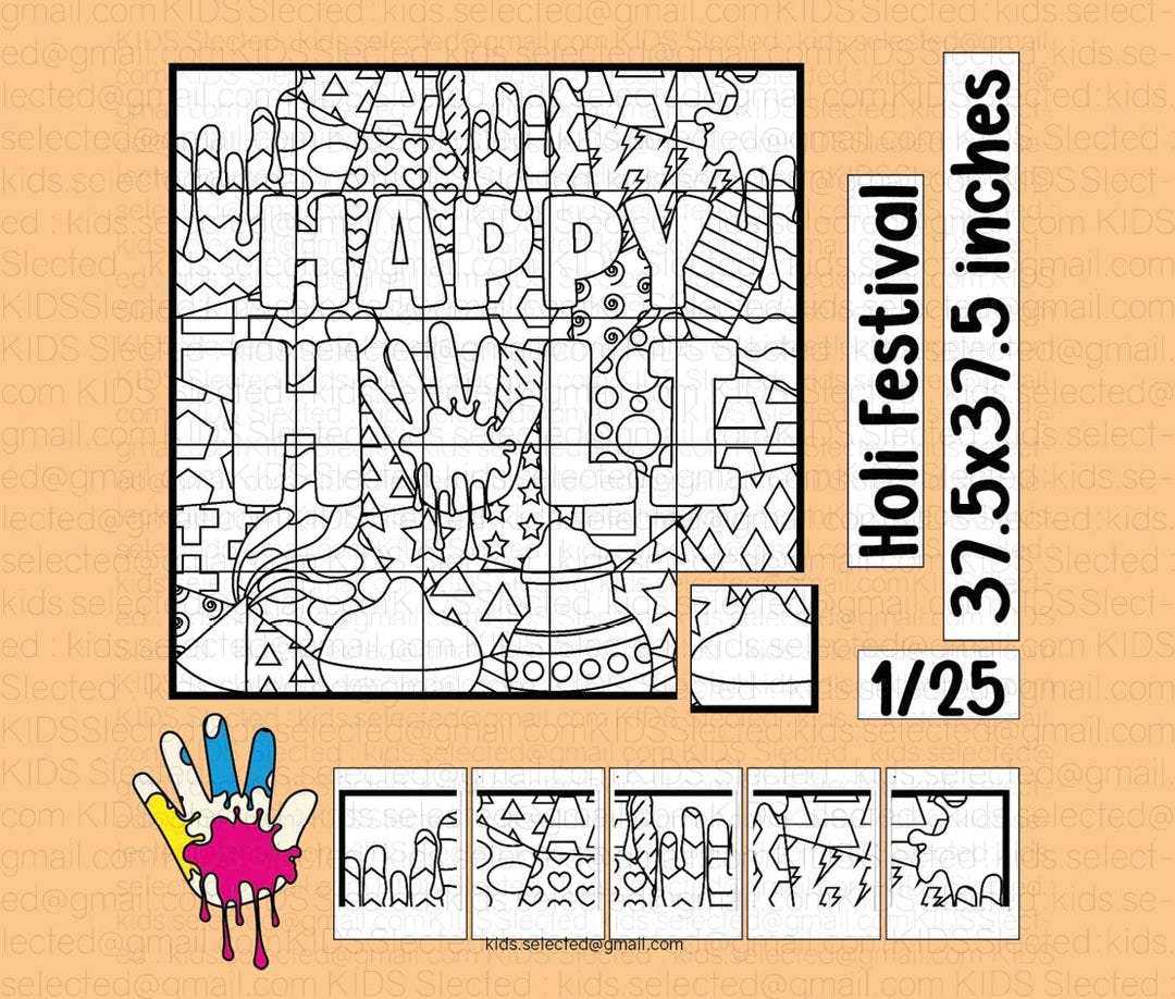 Holi Festival Bulletin Board Collaborative Poster Pop Art Coloring ...