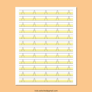 Handwriting Practice Sheet Highlighted Paper Yellow Lines Tracing ...