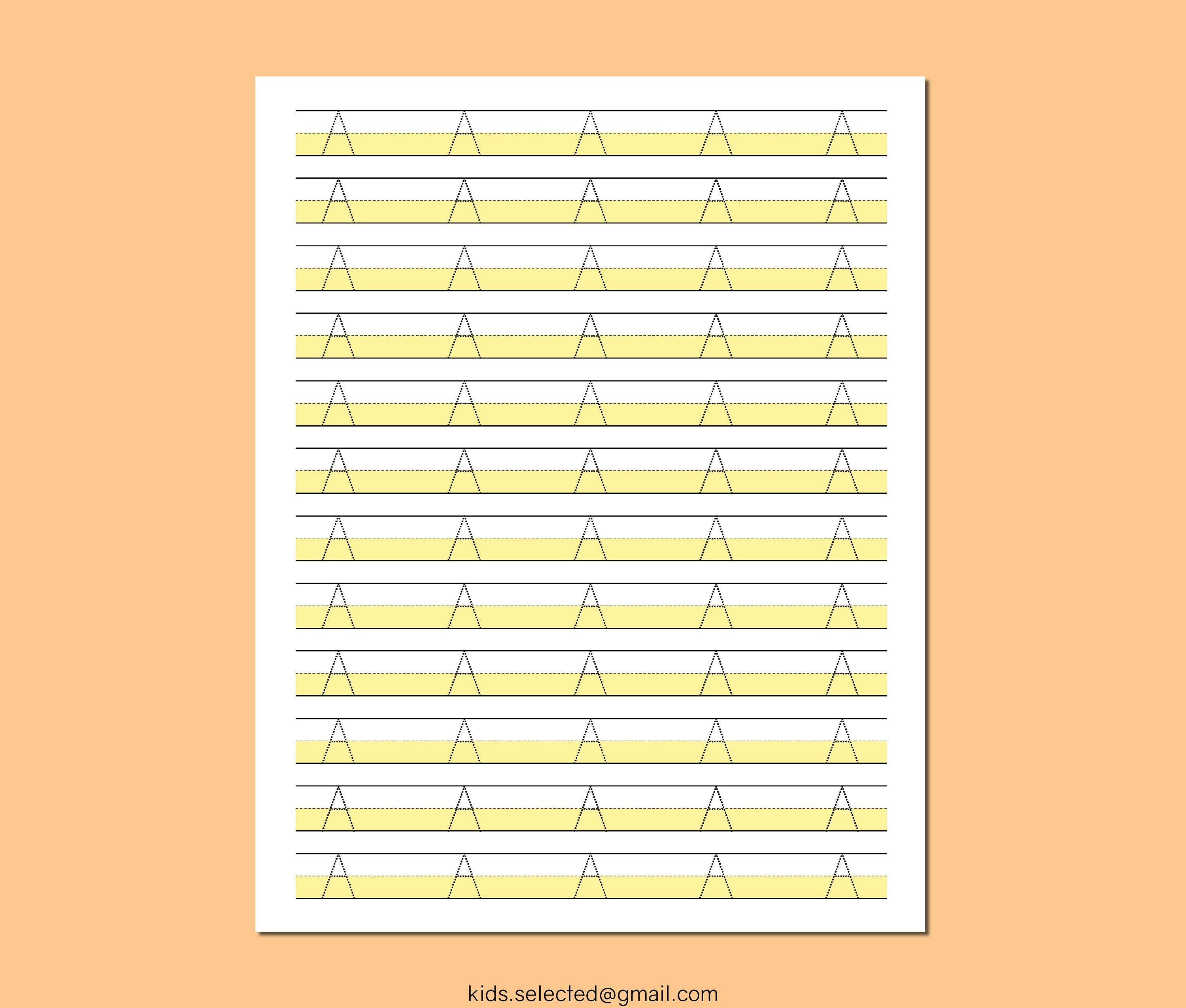 Handwriting Practice Sheet Highlighted Paper Yellow Lines Tracing ...