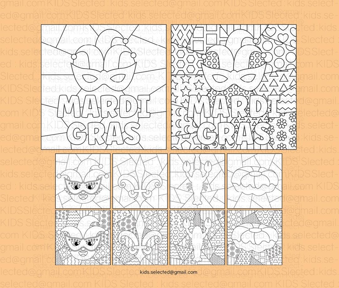 Mardi Gras Coloring Pages Pop Art Activities Bulletin Board Printable ...