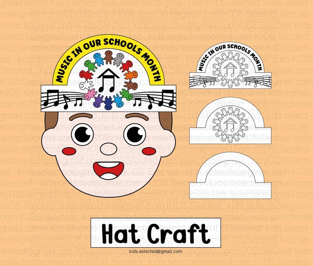 Music in Our Schools Month Crown Hat Craft February Headband Coloring ...