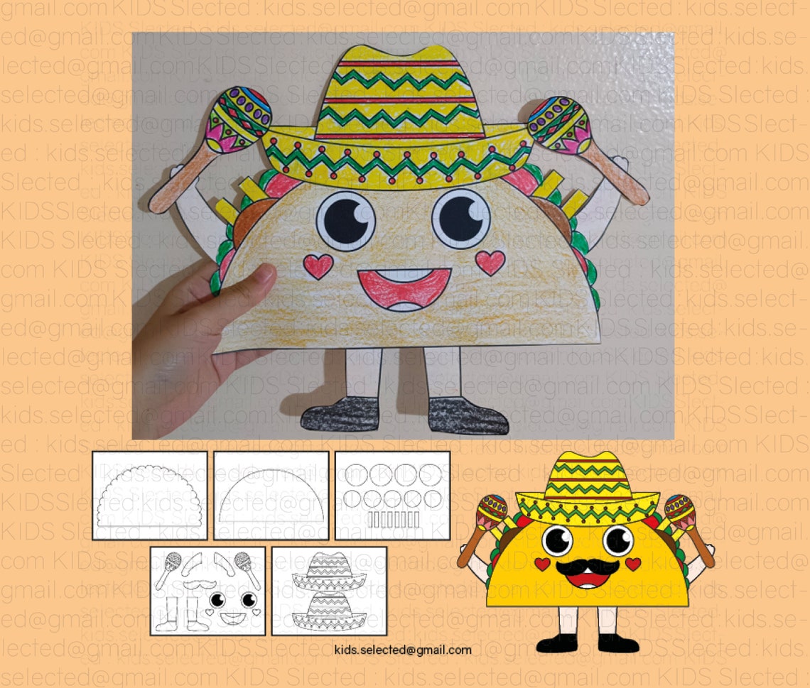 Taco Craft Cinco De Mayo Bulletin Board Coloring Page Activities ...