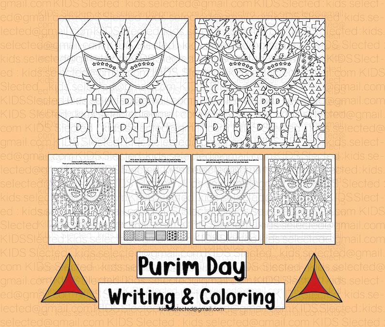 Purim Coloring Pages for Kids Pop Art Activities Bulletin Board ...